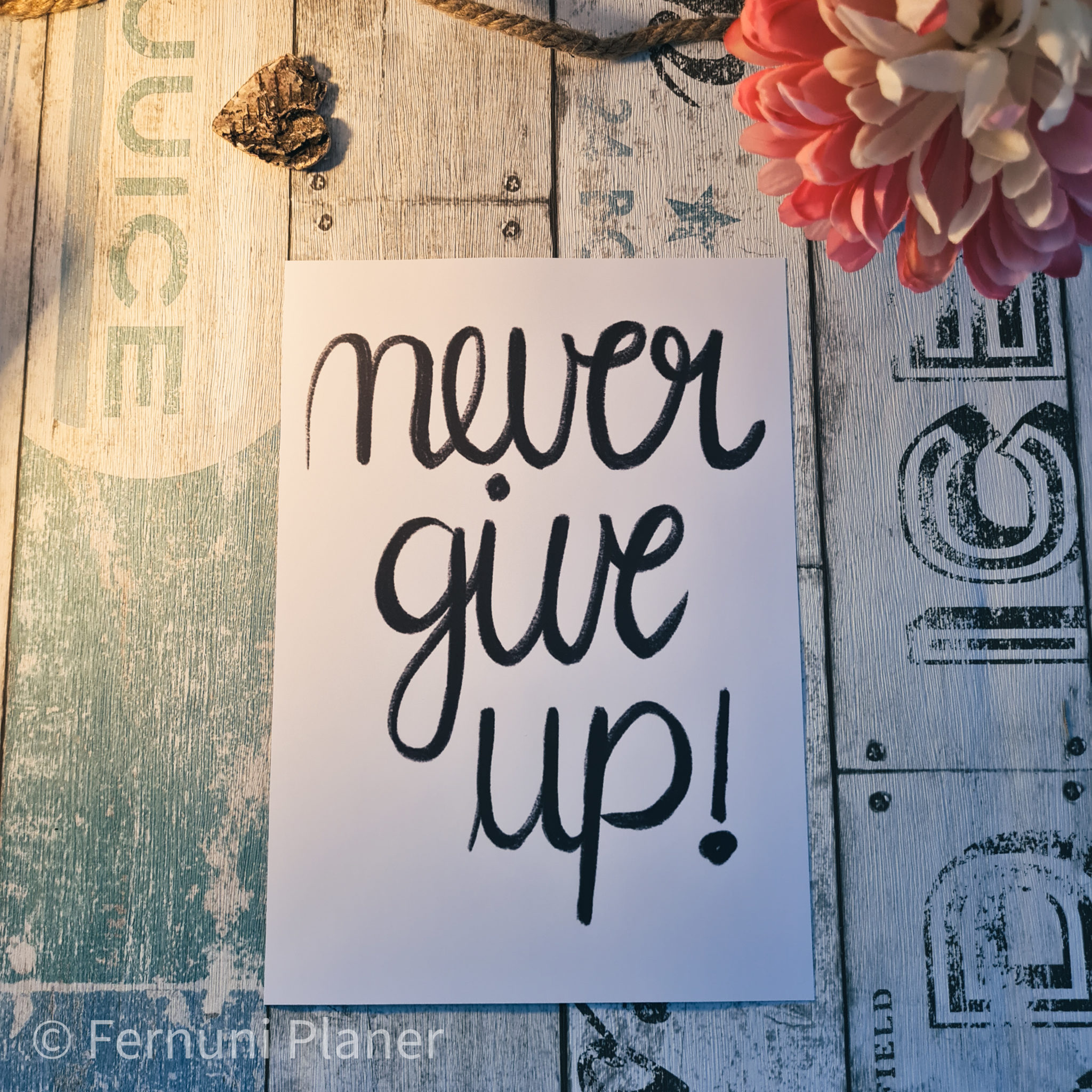 Poster "Never give up!" - Fernuni Planer